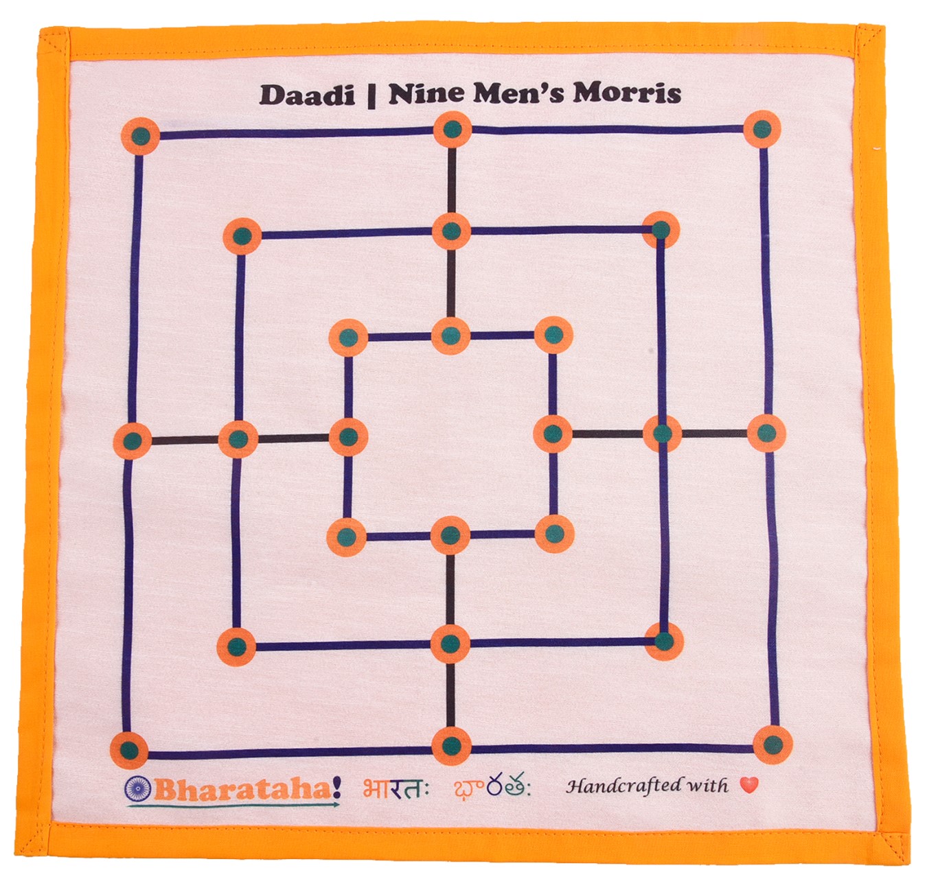 Daadi Game | Navakankari Board Game | Digital Print on Raw Silk - Bharataha
